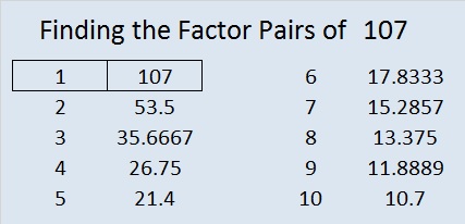 107 and Level 6 | Find the Factors
