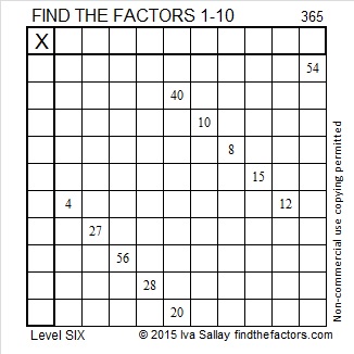 365 and Level 6 | Find the Factors